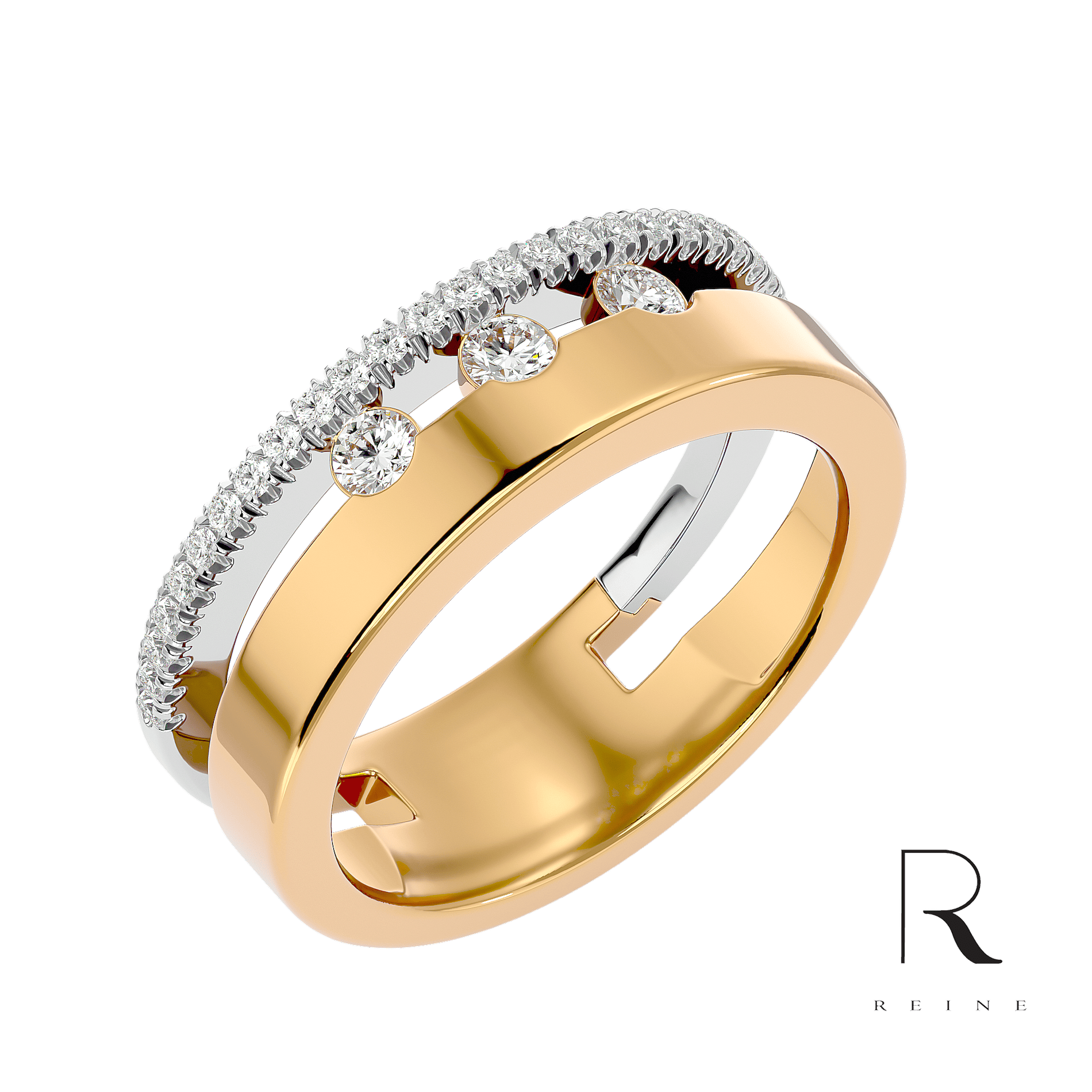 Amour Ring Two Tone Gold Diamond Love Reminder Reine Amour Ring Two Tone Gold Diamond Love Reminder Reine