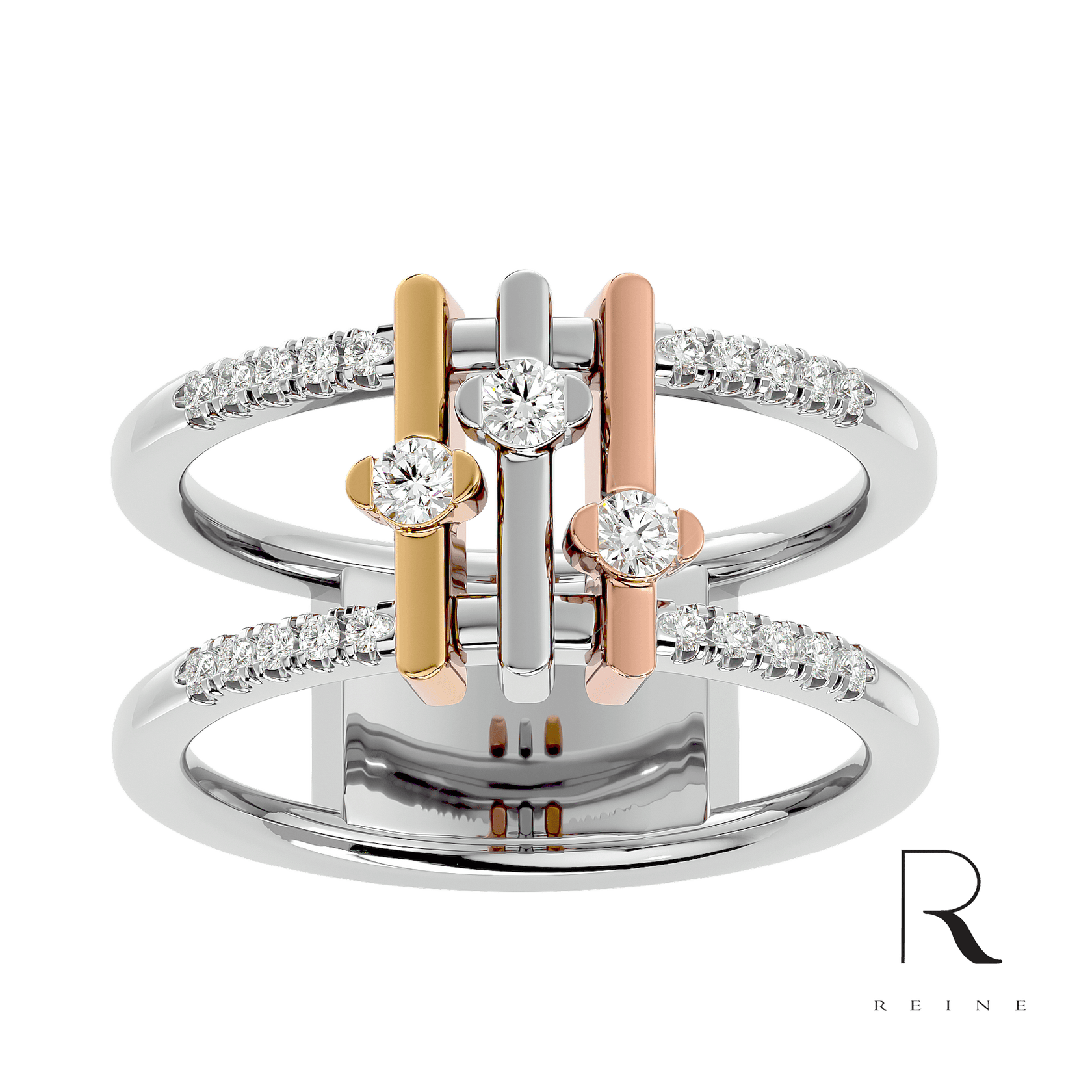 Harmony Ring | Luxurious 14k Gold & Diamond Statement Piece – Reine